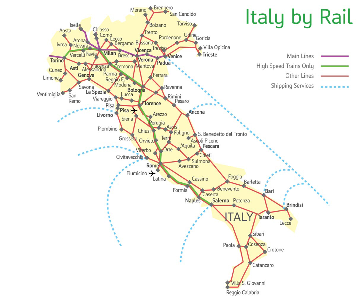 Cartina Ferrovie Italia